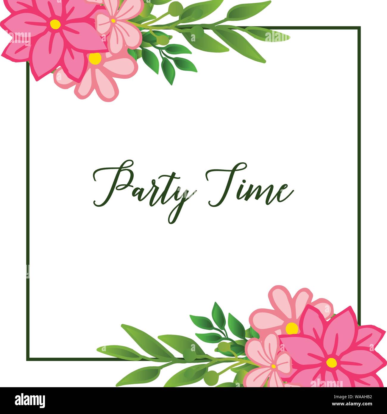 Decoration bright pink flower frame, for party time calligraphy card ...