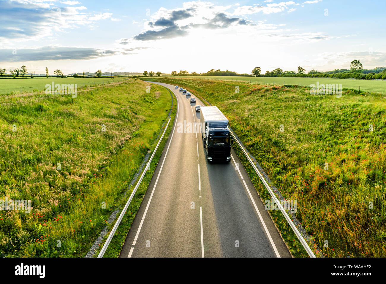 uk motorway road overhead view at daylight Stock Photo - Alamy
