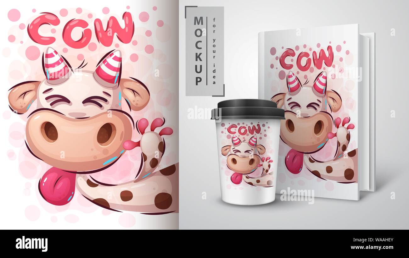 Crazy cow poster and merchandising Stock Vector Image & Art - Alamy