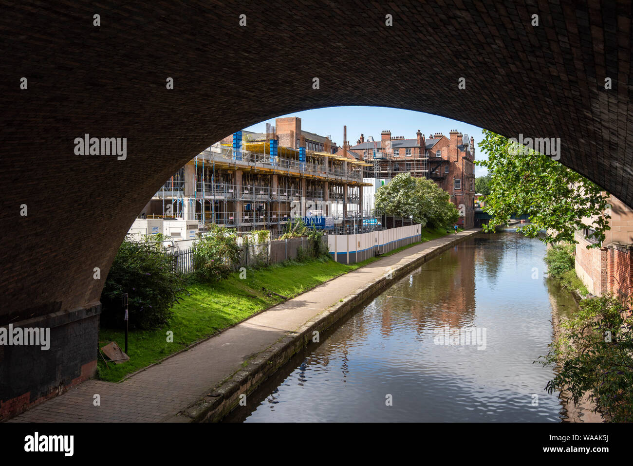 Construction work by the canal in Nottingham City Centre ...
