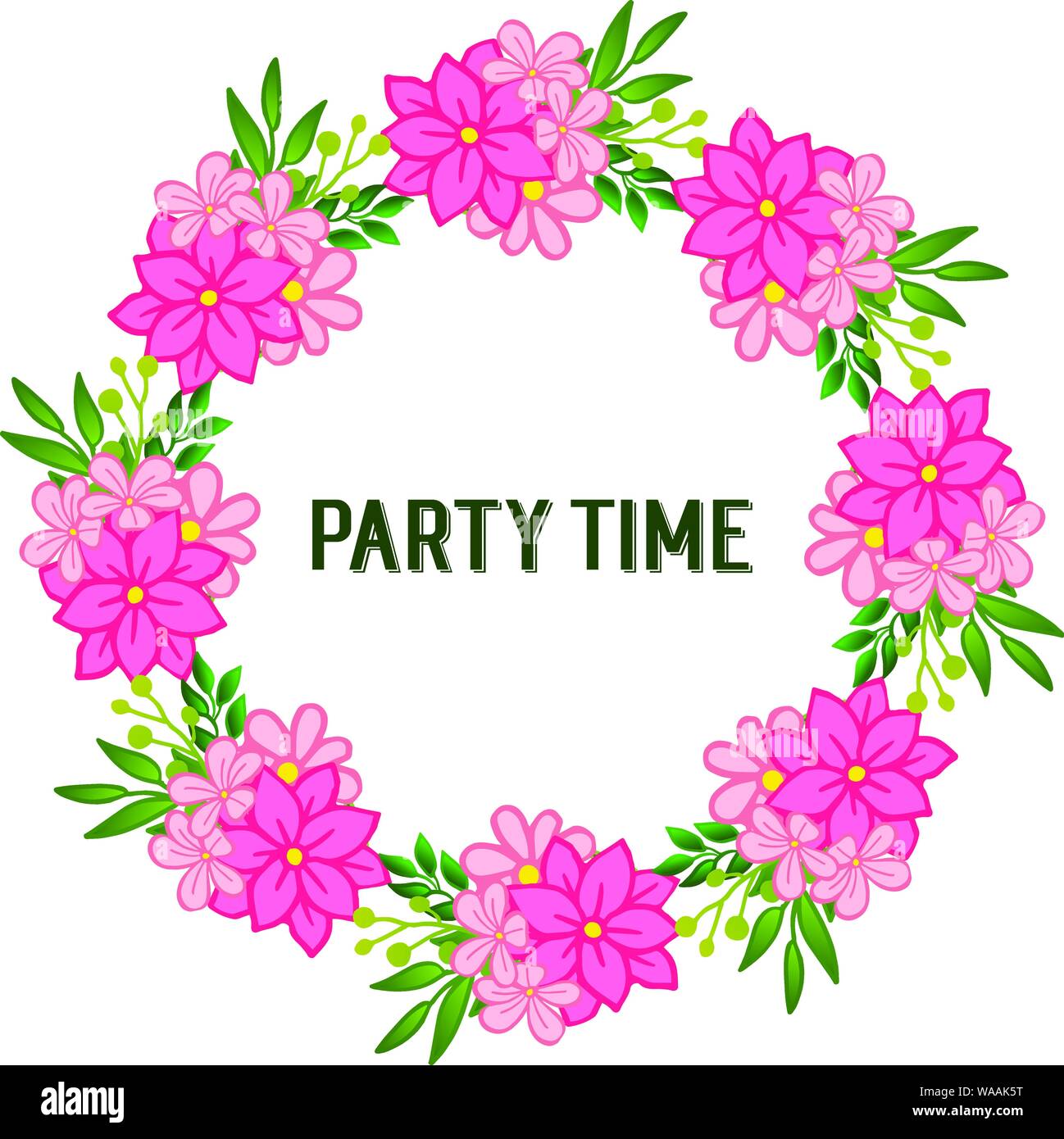 Party time card lettering, with ornate pattern of frame, for elegant ...