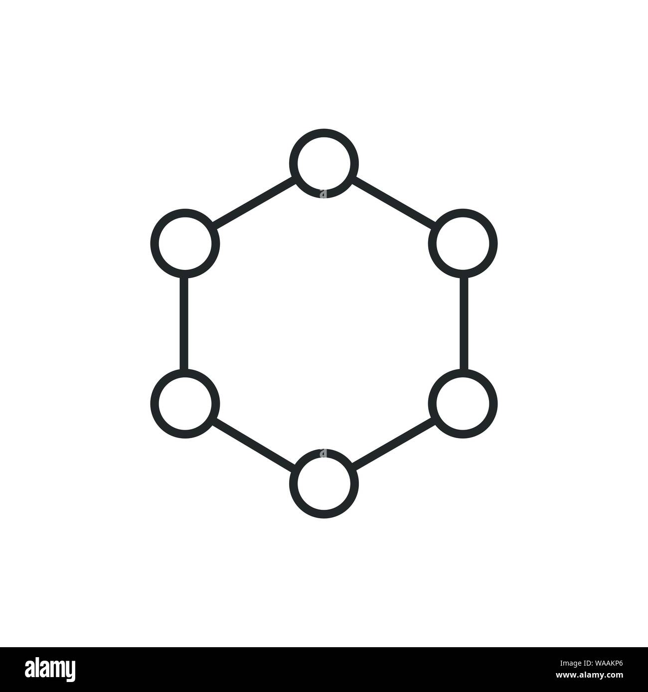 Hexagon linear community icon. Network or organization concept for ...