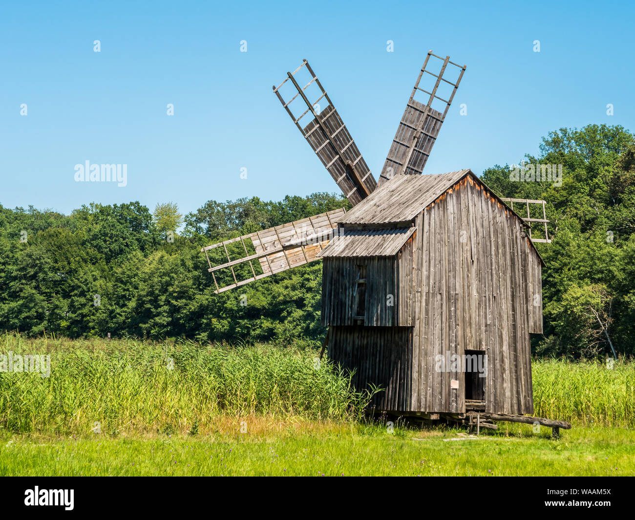 Old Wooden Grain Windmill ( Gristmill ) Landscape Stock Photo - Alamy