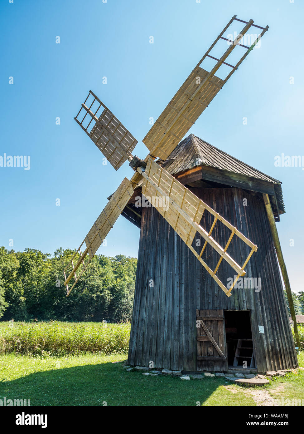 Old Wooden Grain Windmill ( Gristmill ) Landscape Stock Photo - Alamy