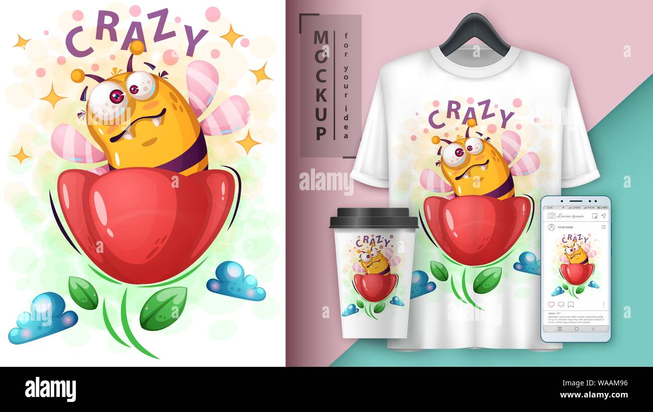 Bee and flower - mockup for your idea Stock Vector Image & Art - Alamy