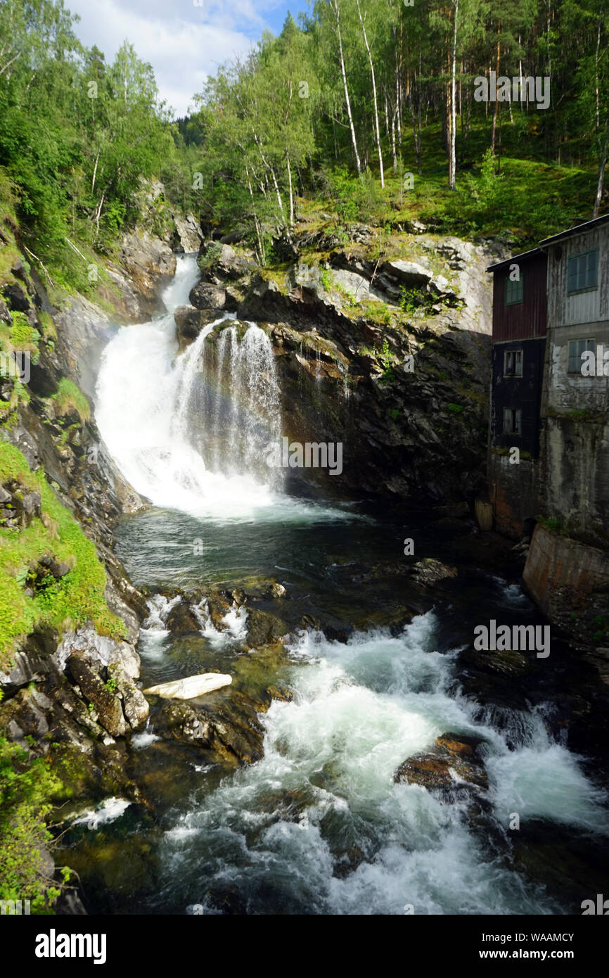 Watermill near Ulafossen waterfall Stock Photo - Alamy