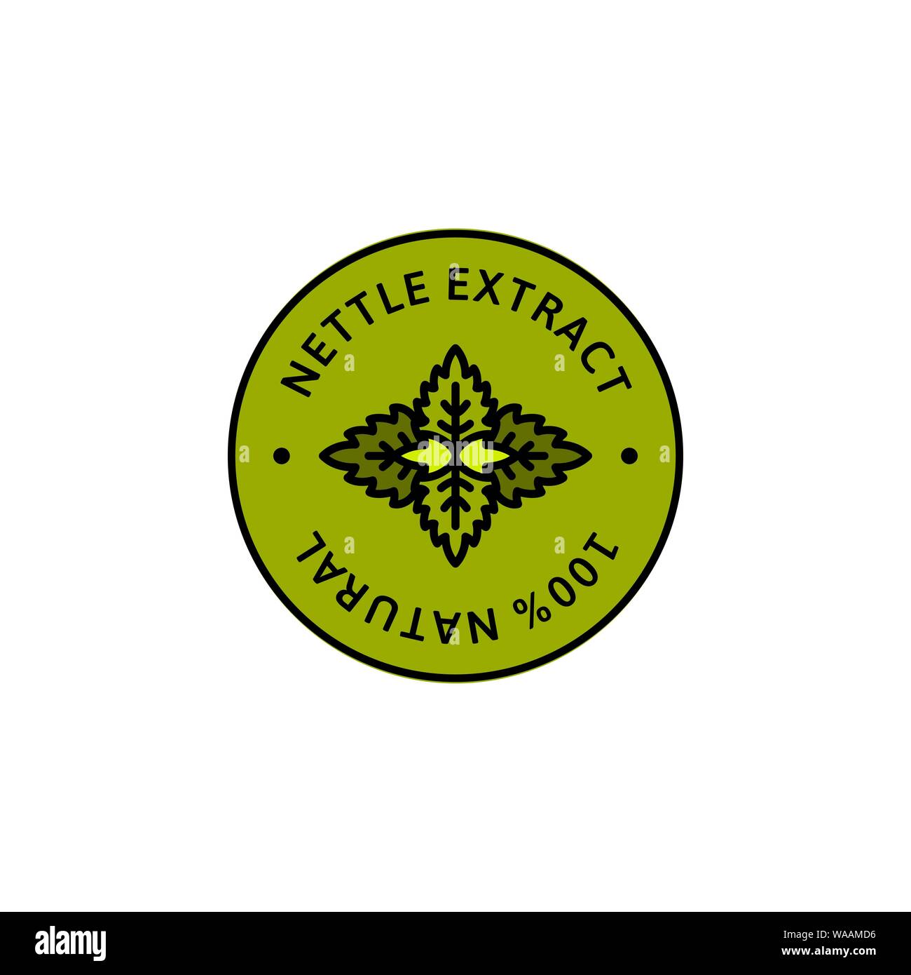 Nettle leaf Extract herbal organic badge and icon in trend linear style ...