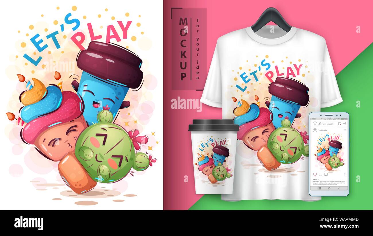 Play cartoon characters - mockup for your idea Stock Vector Image & Art ...
