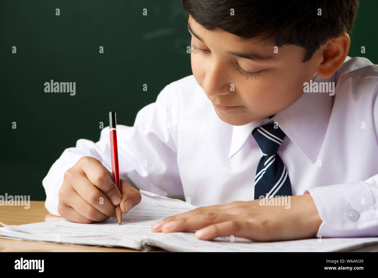 Schoolboy studying in a classroom Stock Photo - Alamy