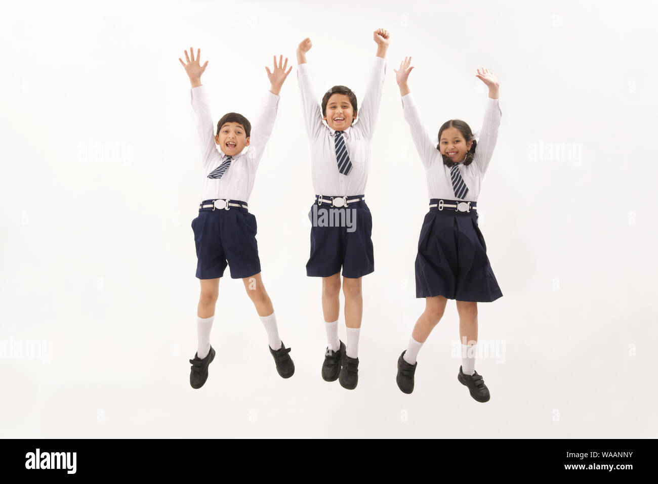 School children jumping hi-res stock photography and images - Alamy