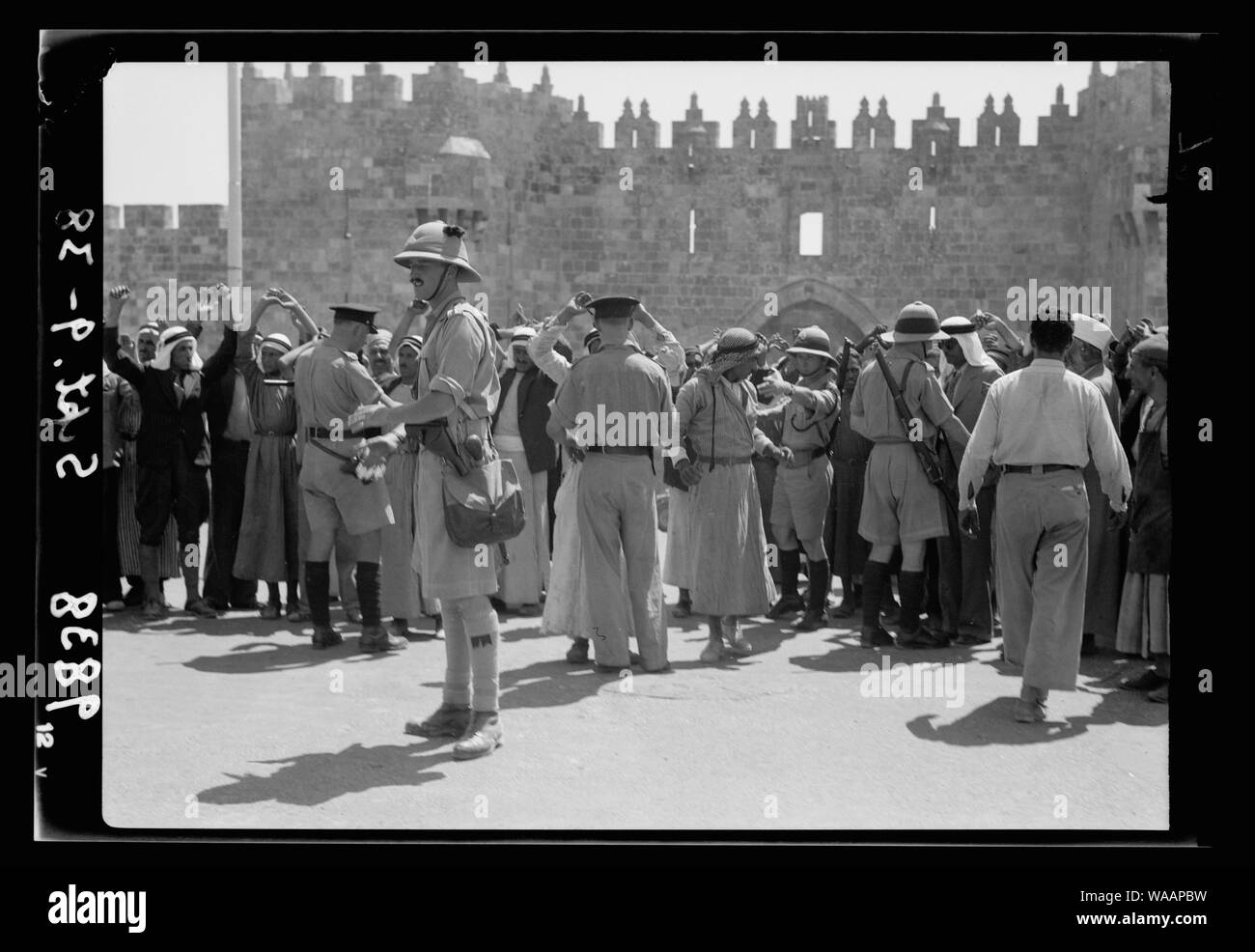 Close-up of military & police raid for arms on Arabs at Damascus Gate ...