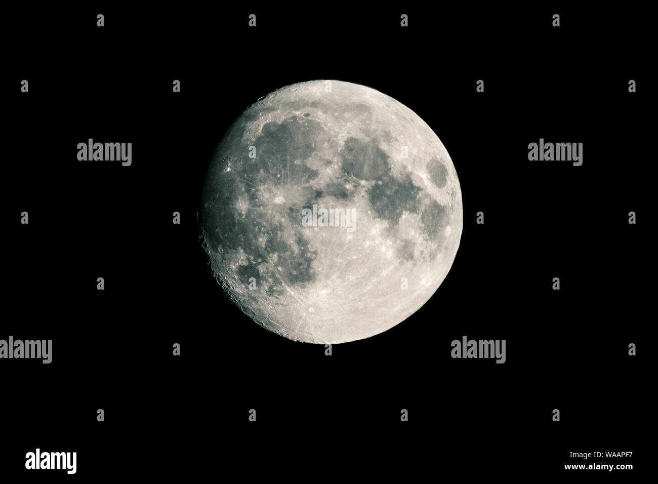 Full grey Moon close up. Black deep cosmos space background Stock Photo ...