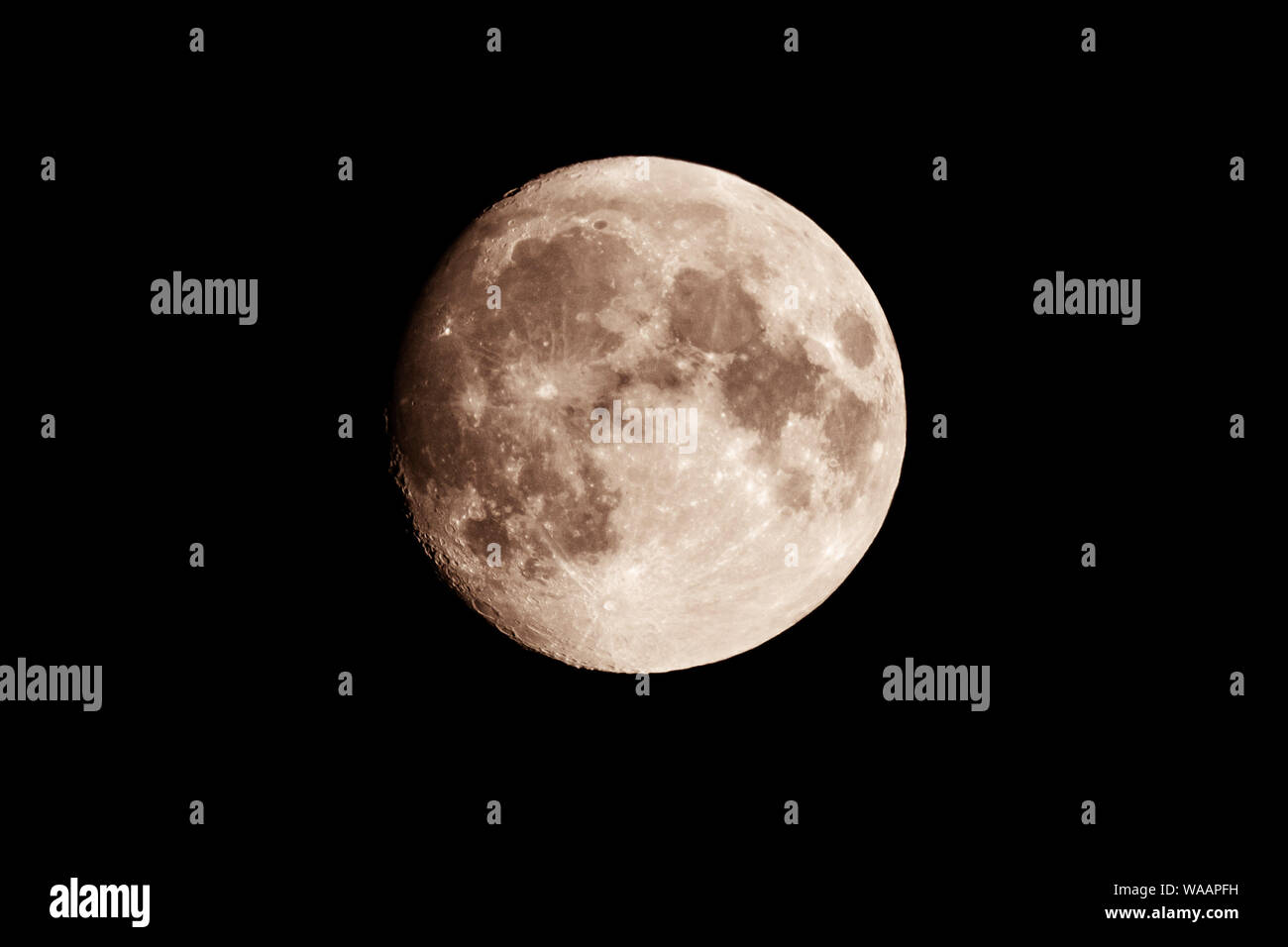 Full sepia Moon close up. Black deep cosmos space background Stock ...