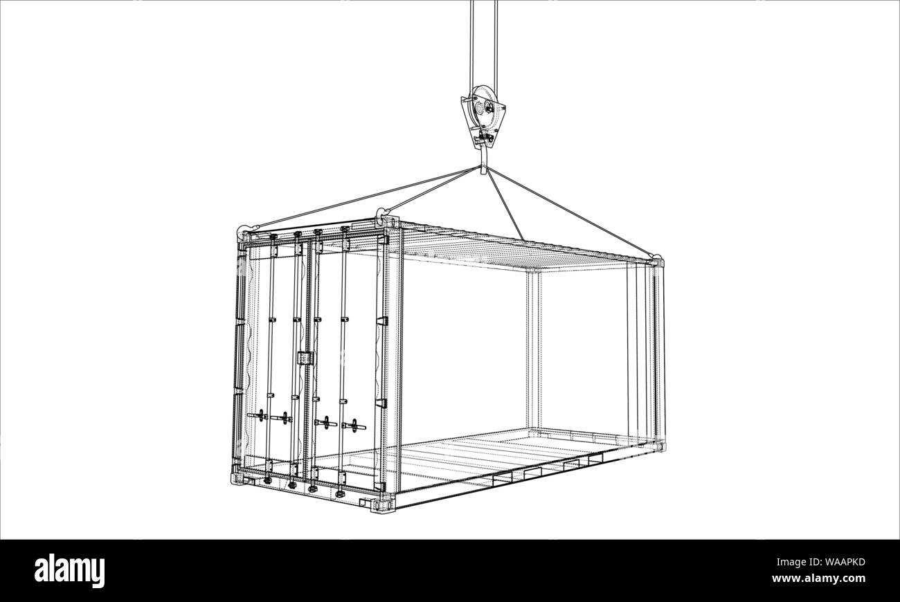Cargo container. Wire-frame style Stock Vector Image & Art - Alamy