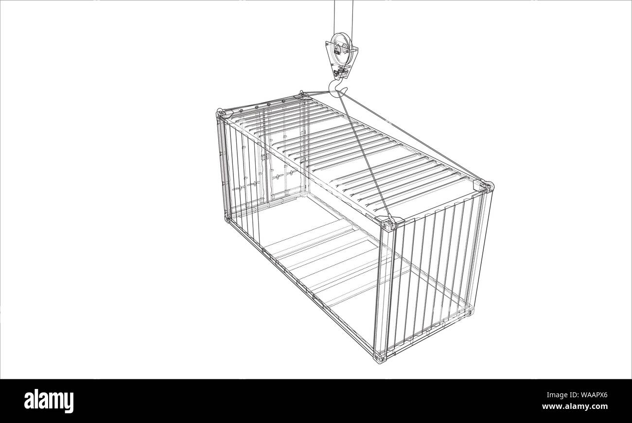 Cargo container. Wire-frame style Stock Vector Image & Art - Alamy