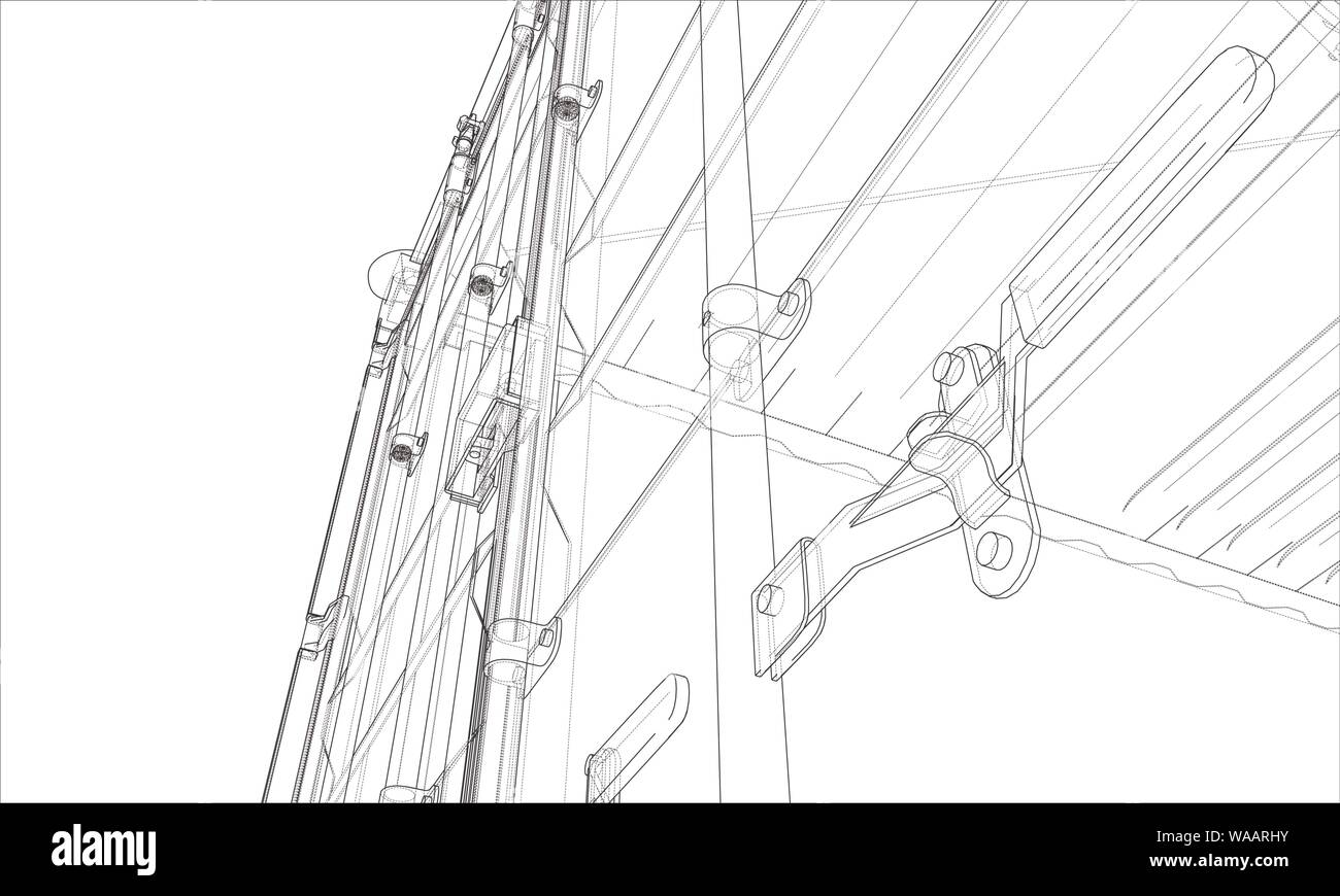 Cargo container. Wire-frame style Stock Vector Image & Art - Alamy