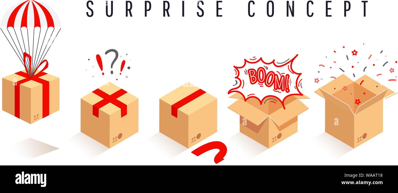 Isometric packaging surprise paper boxes set for packaging of goods ...