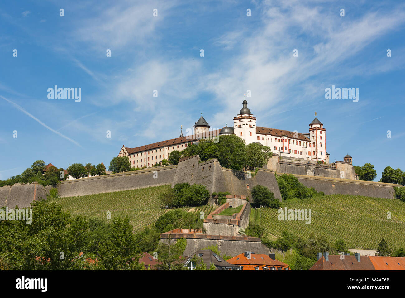 View from staircase of the Wuerzburg Fortress Marienberg Bavaria ...