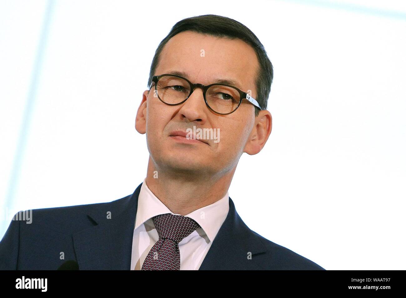 Warsaw, Poland 22.01.2019. Press Conference. Pictured: Prime Minister ...