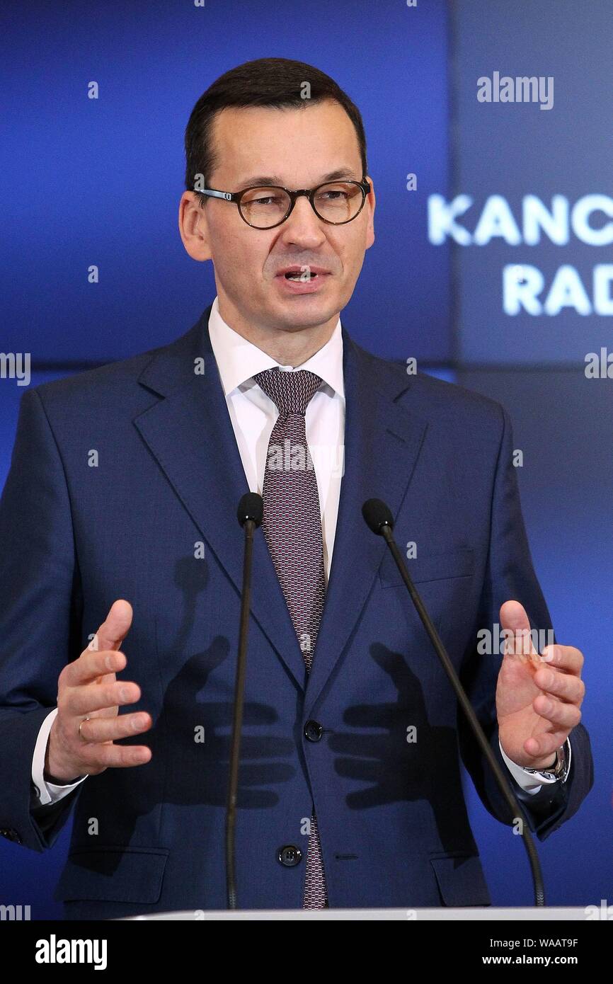 Warsaw, Poland 22.01.2019. Prime Minister of Poland Mateusz Morawiecki ...