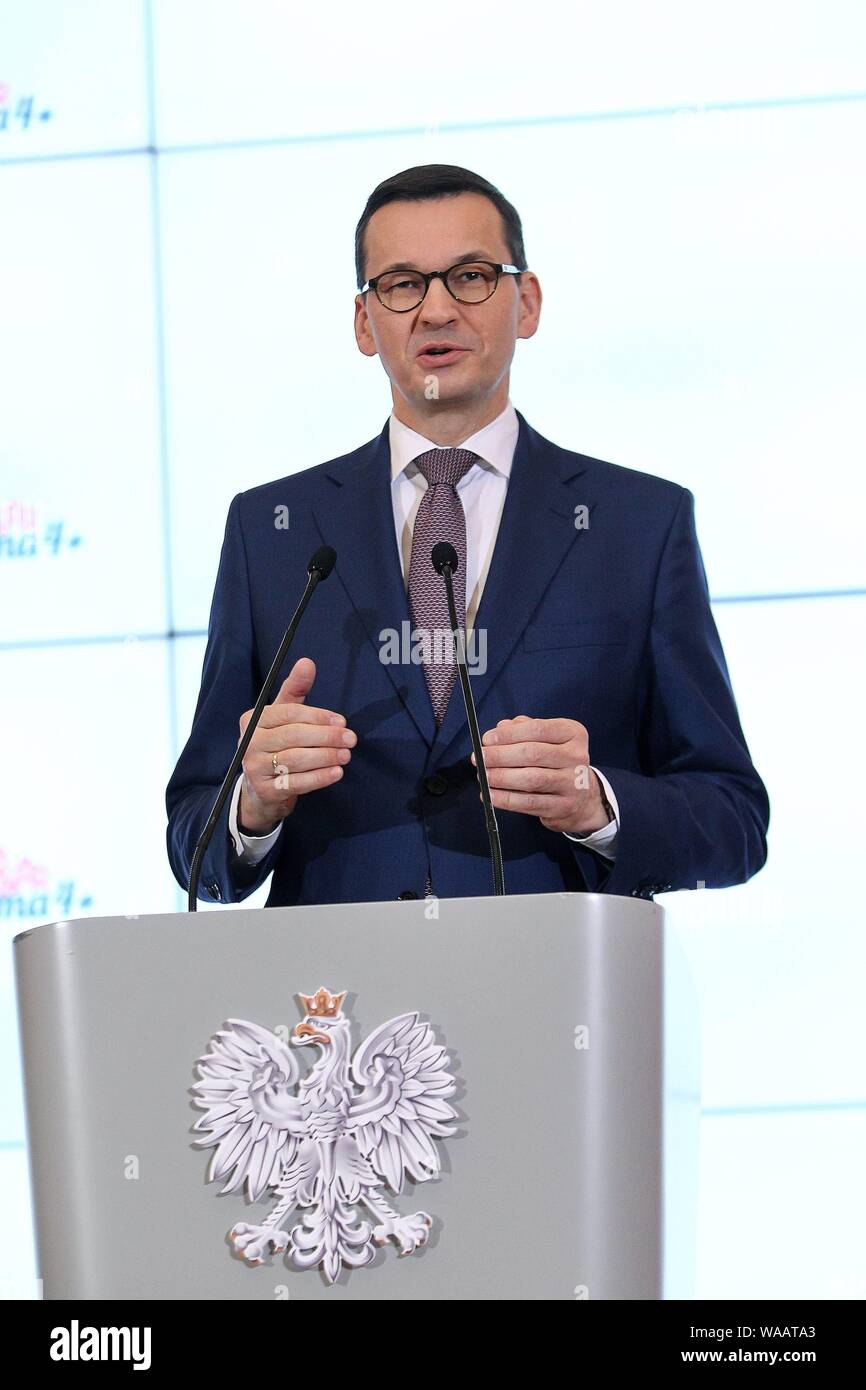 Warsaw, Poland 22.01.2019. Press Conference. Pictured: Prime Minister ...
