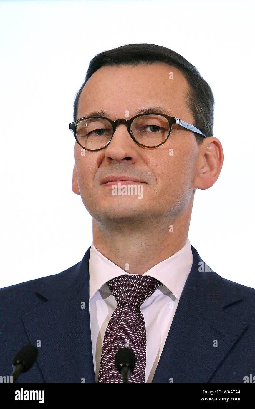 Warsaw, Poland 22.01.2019. Press Conference. Pictured: Prime Minister ...