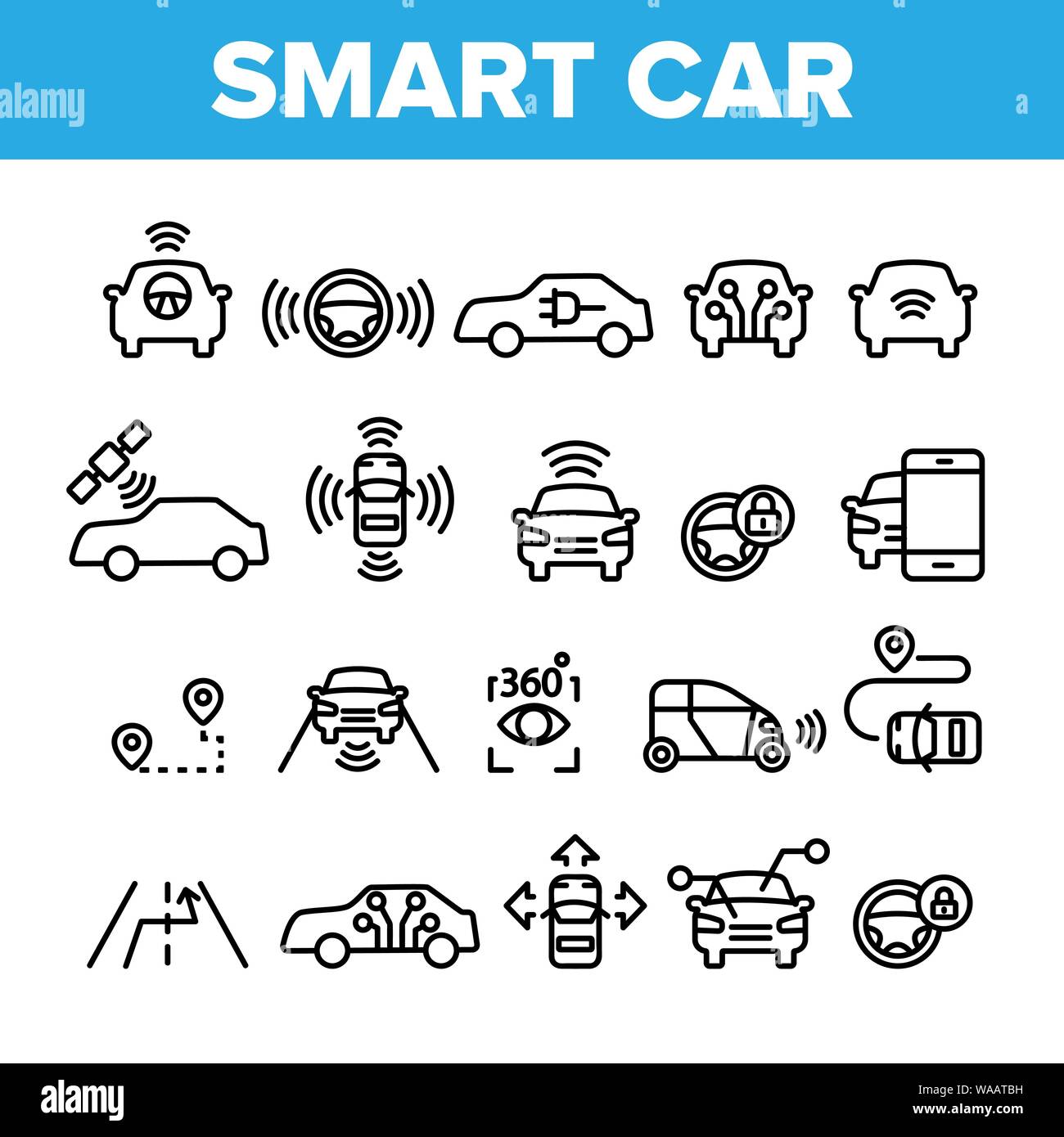 Collection Smart Car Elements Icons Set Vector Stock Vector Image & Art ...
