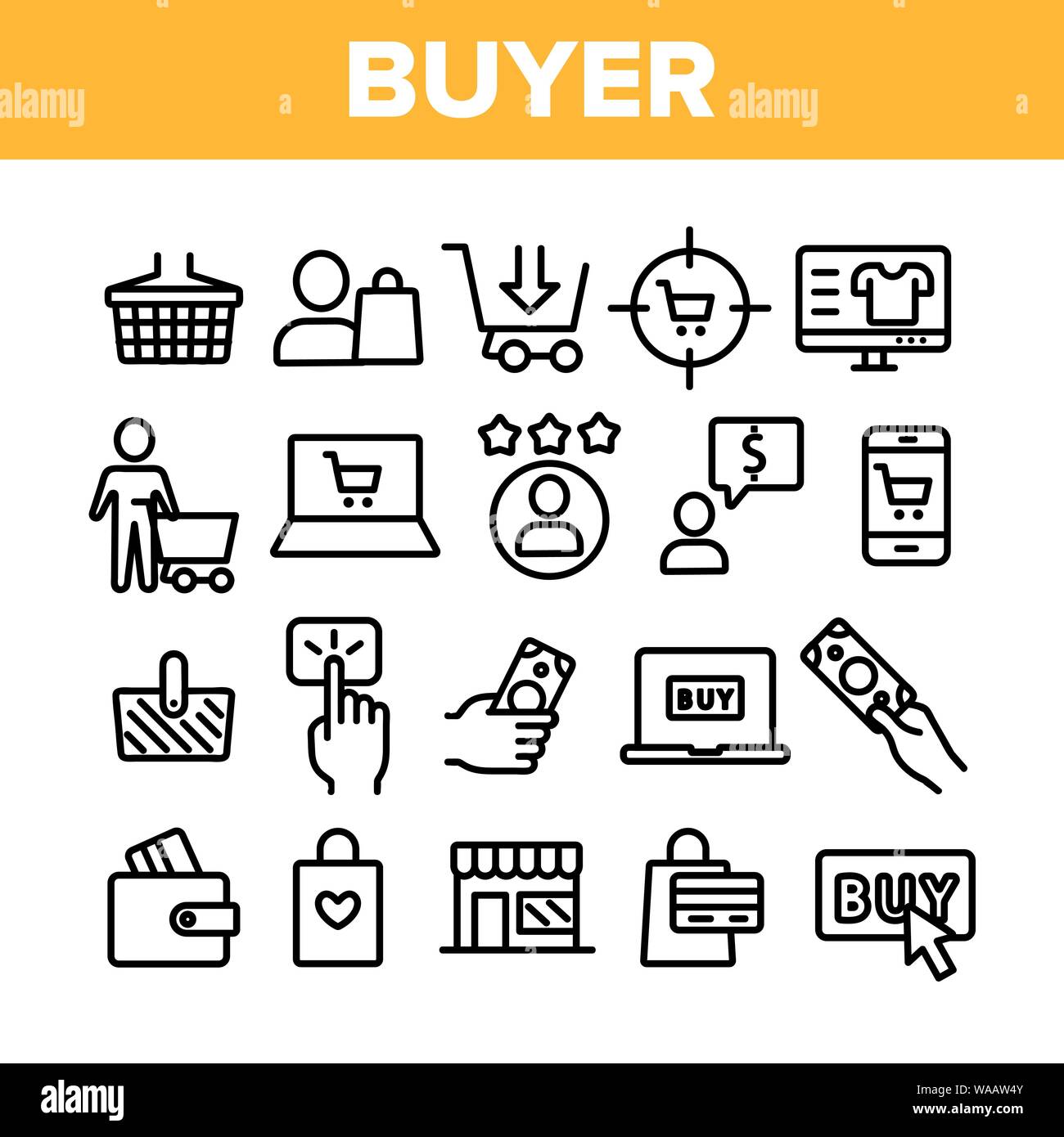 Collection Buyer Elements Signs Icons Set Vector Stock Vector Image ...