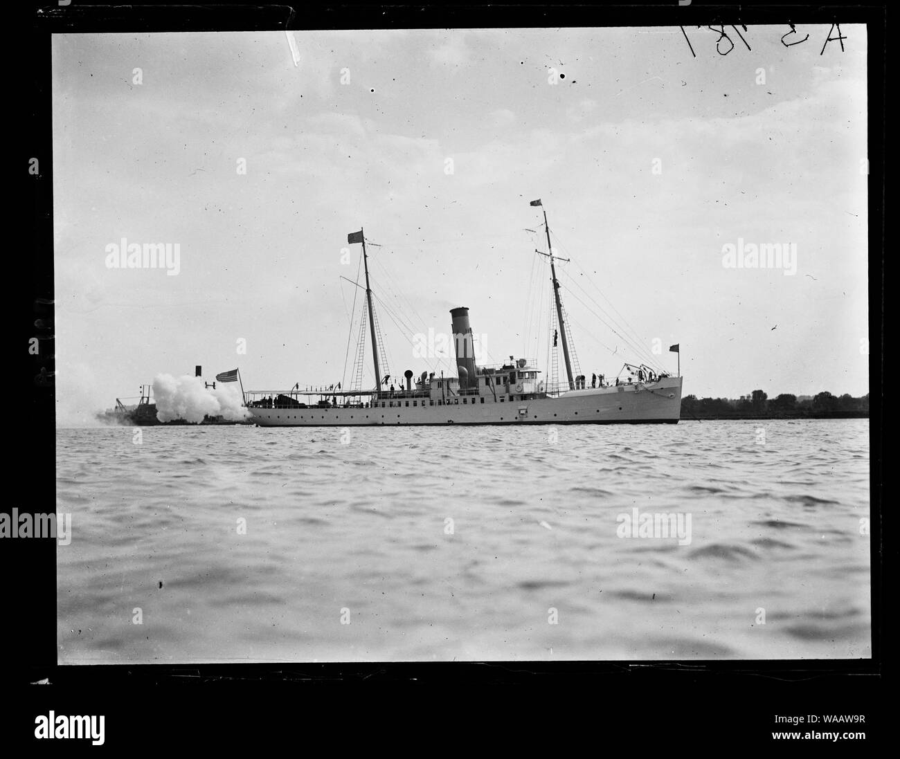 Coast Guard cutter Apache firing salute of the unveiling of the statue ...