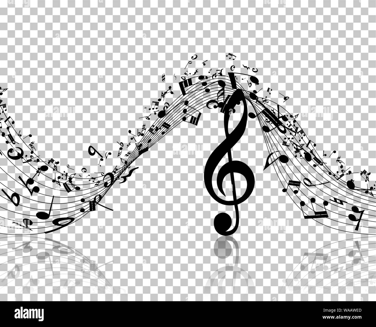 Abstract Musical Theme. Transparency Grid Background Design. Vector ...