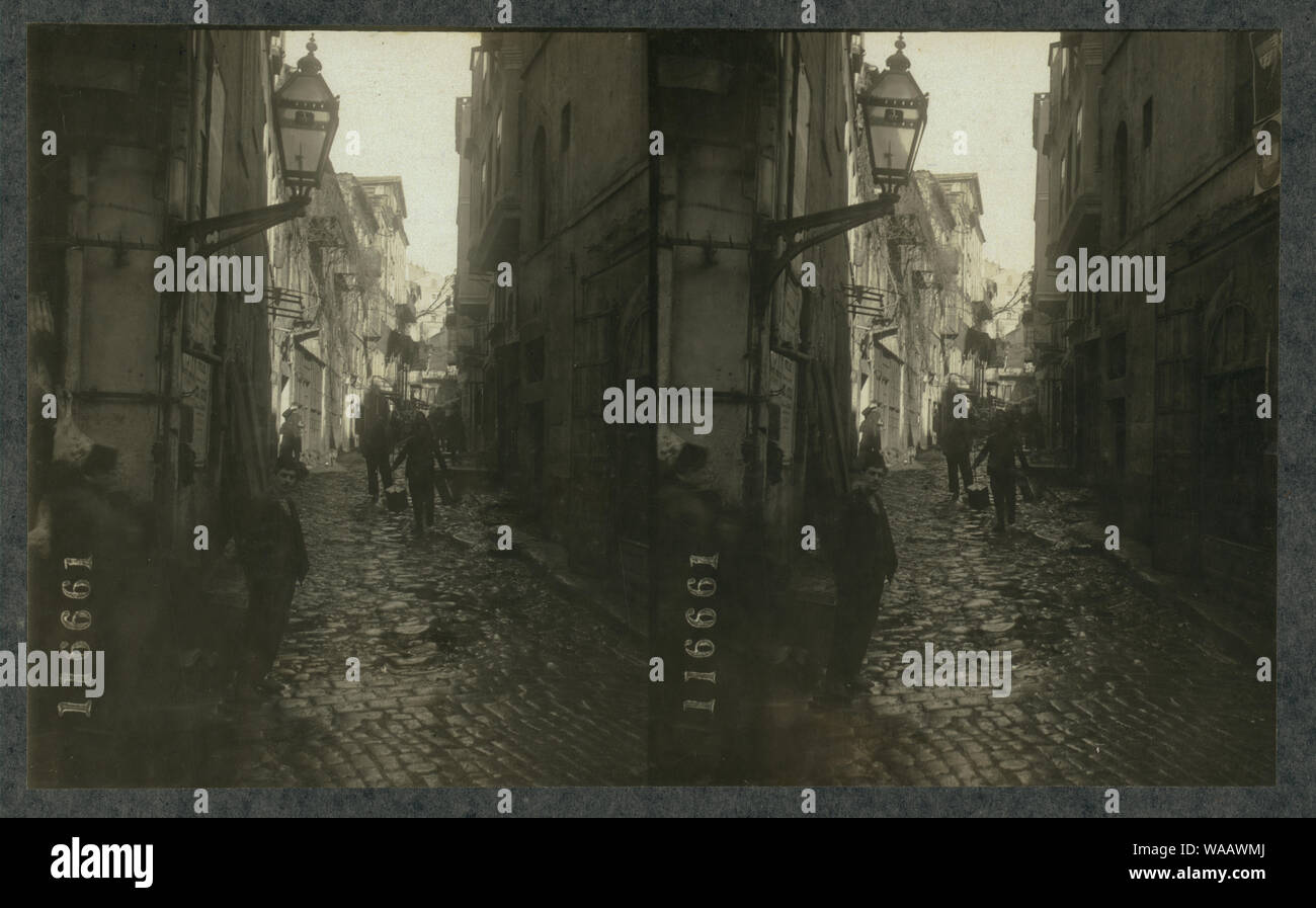 Cobblestones, dirt and dogs in a typical thoroughfare of Constantinople ...