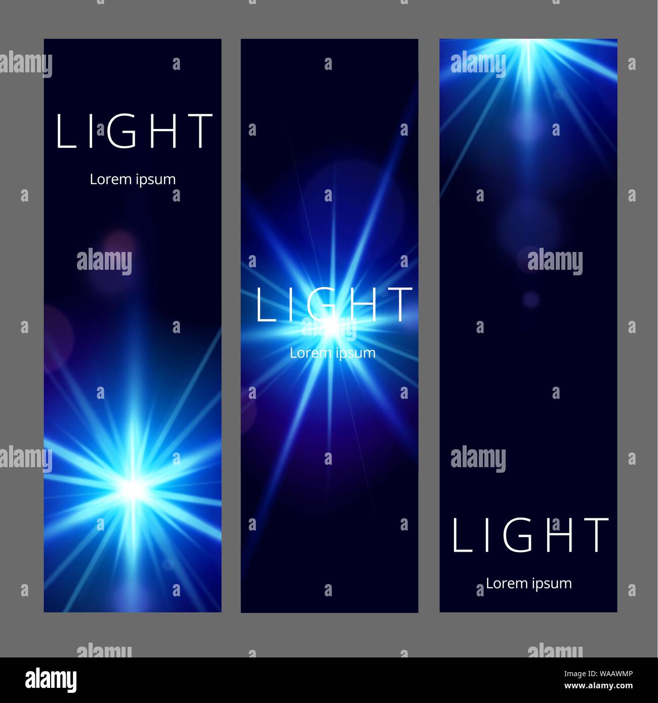 Modern abstract vertical banners set. Reliastic light flare. Futuristic ...