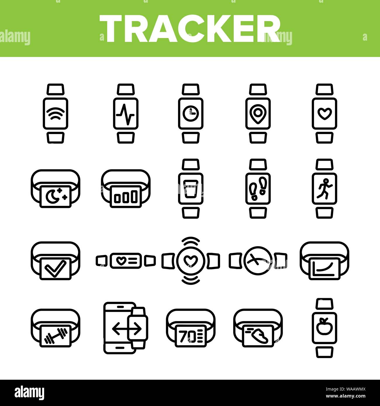 Collection Watch Tracker Elements Icons Set Vector Stock Vector Image ...