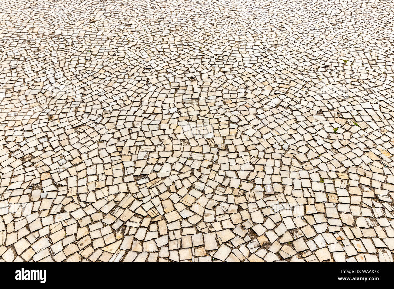 Top view on paving stone road. Old pavement of granite texture. Street ...