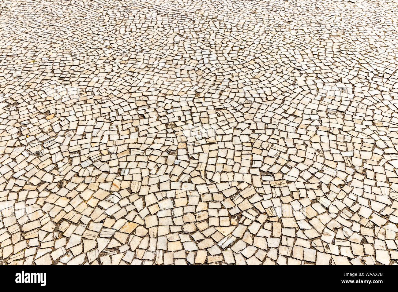 Top view on paving stone road. Old pavement of granite texture. Street ...