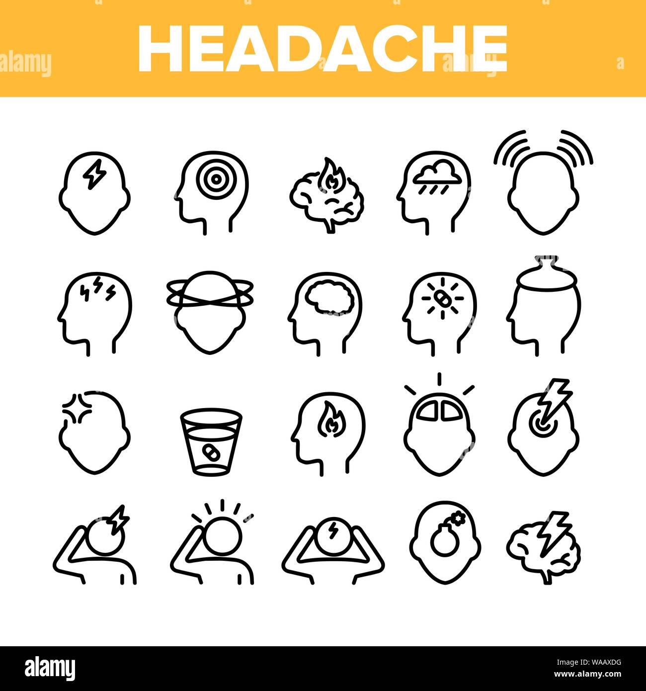 Collection Headache Elements Icons Set Vector Stock Vector Image & Art ...