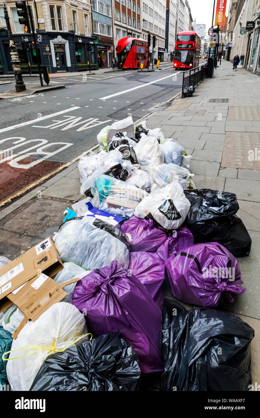 England, London, Roadside Bags of Rubbish Awaiting Collection, 30075006 ...