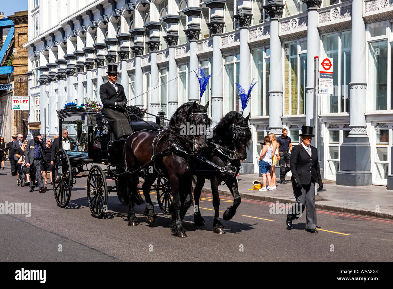 England, London, Southwark, Traditional Horse Drawn Funeral Cortege ...