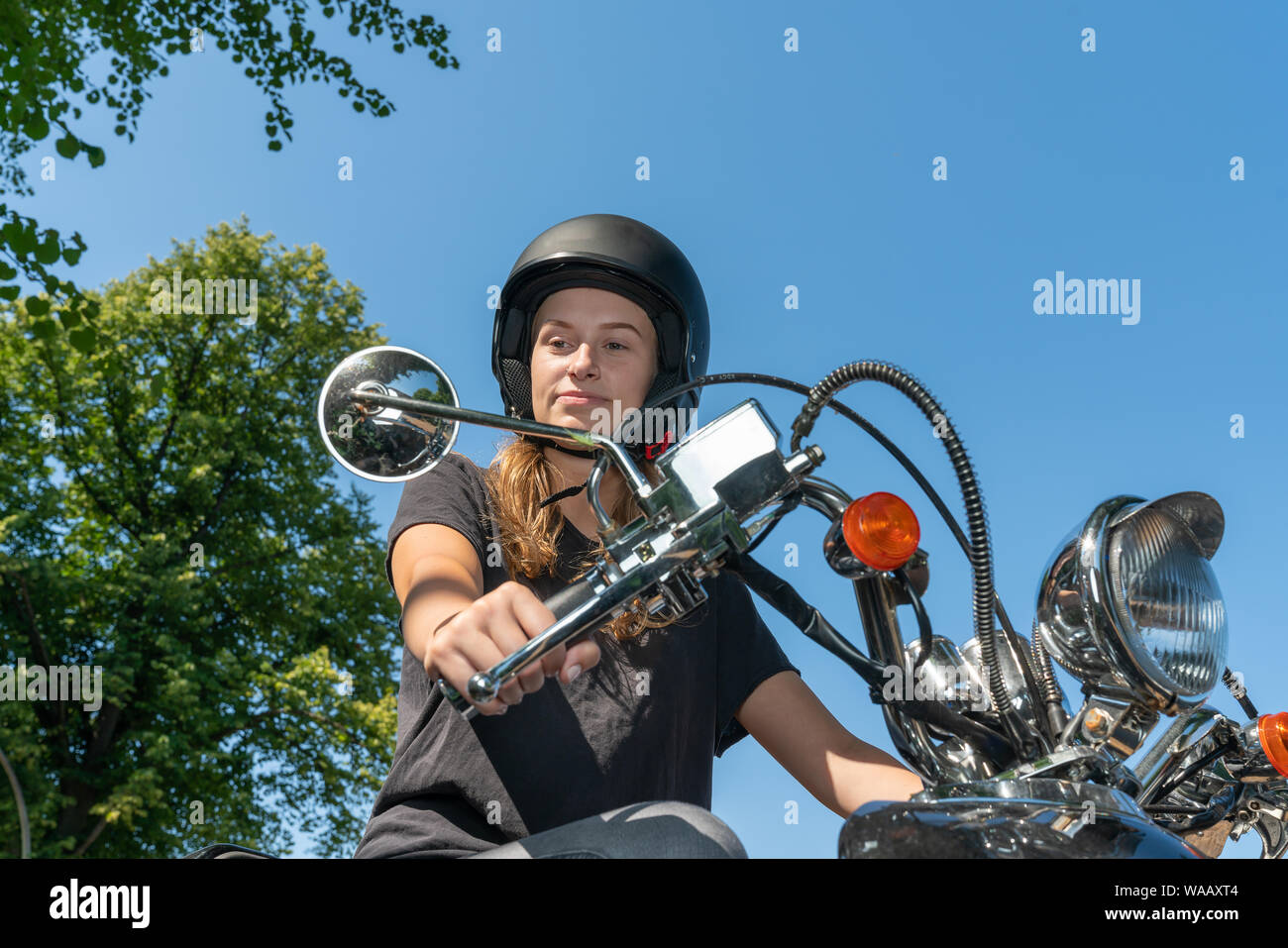 Woman girl motorcycle hi-res stock photography and images - Alamy