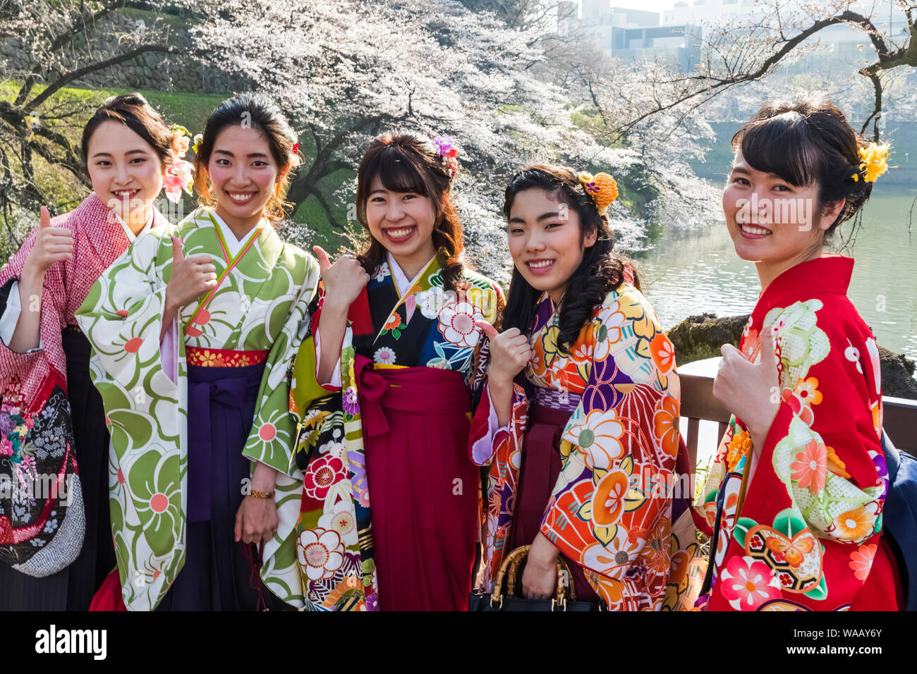 Japan, Honshu, Tokyo, Kudanshita, Chidori-ga-fuchi, Female University ...