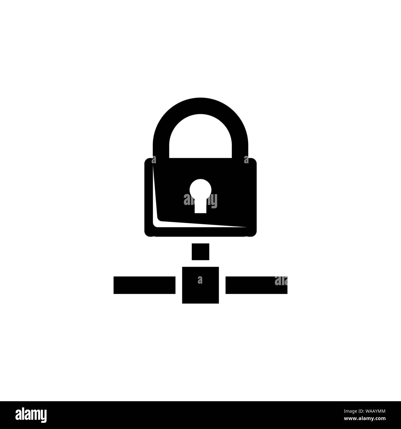 Cloud Security, Locked Network. Flat Vector Icon illustration. Simple ...