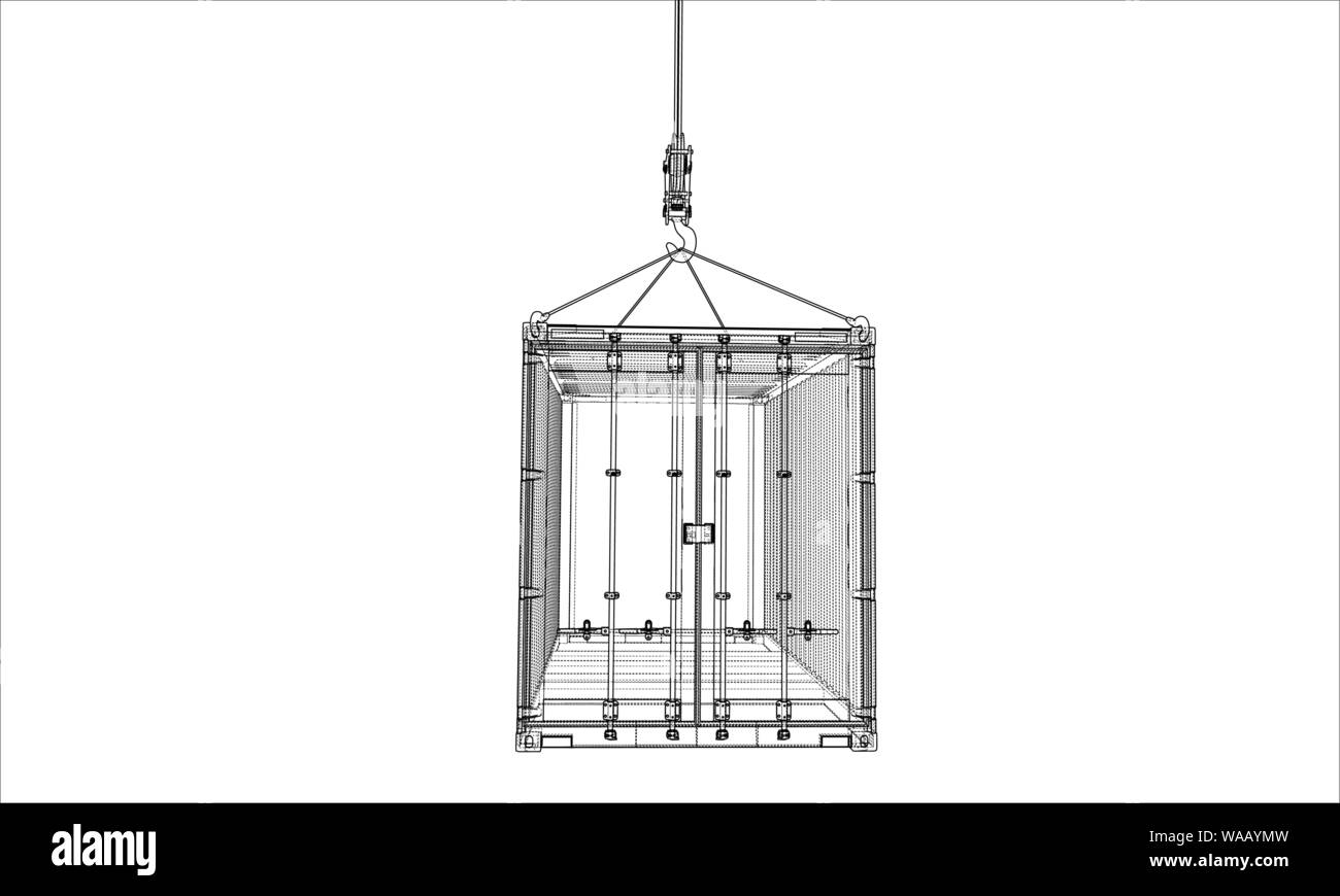 Cargo container. Wire-frame style Stock Vector Image & Art - Alamy