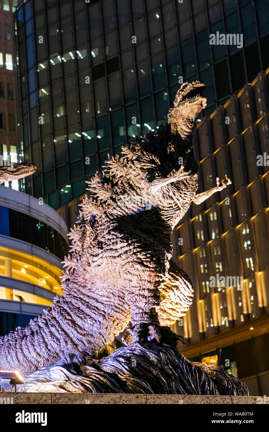 Japan, Honshu, Tokyo, Yurakucho, Hibiya, Godzilla Square, Giant Statue ...
