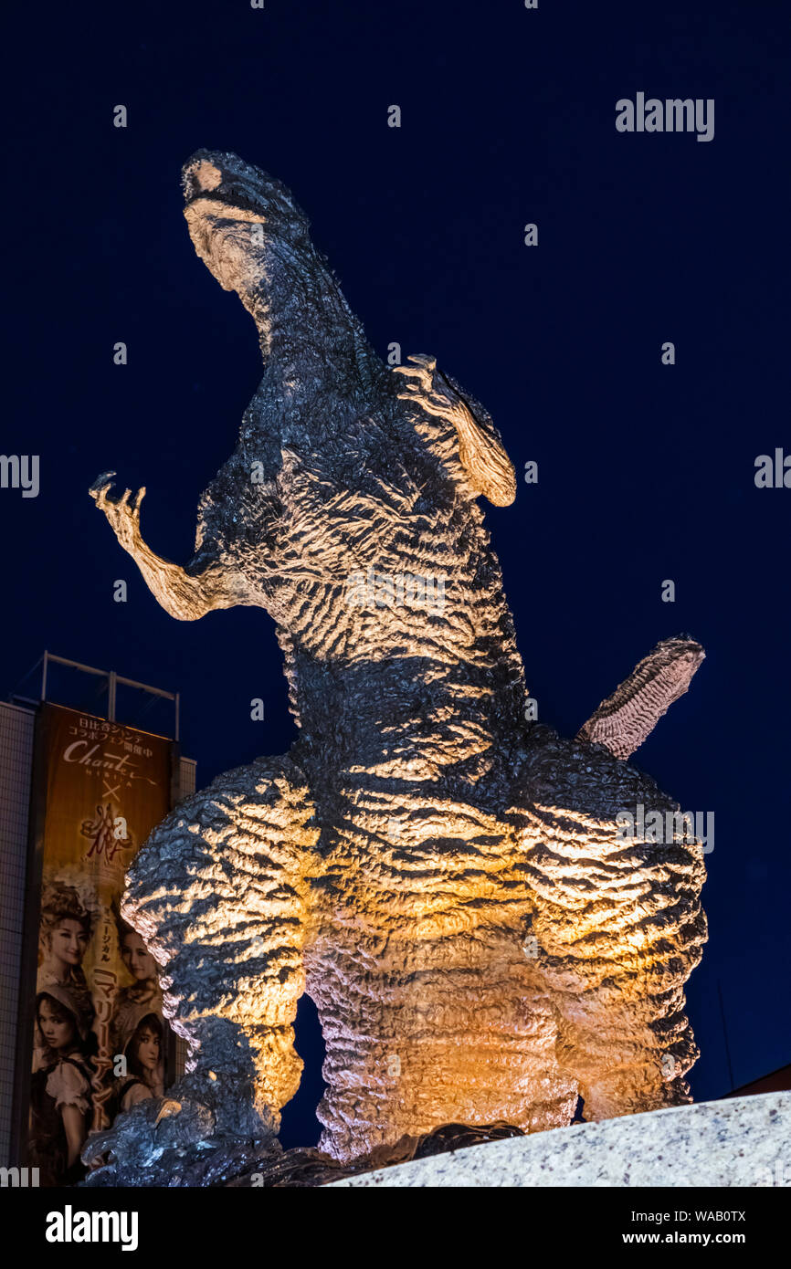 Japan, Honshu, Tokyo, Yurakucho, Hibiya, Godzilla Square, Giant Statue ...