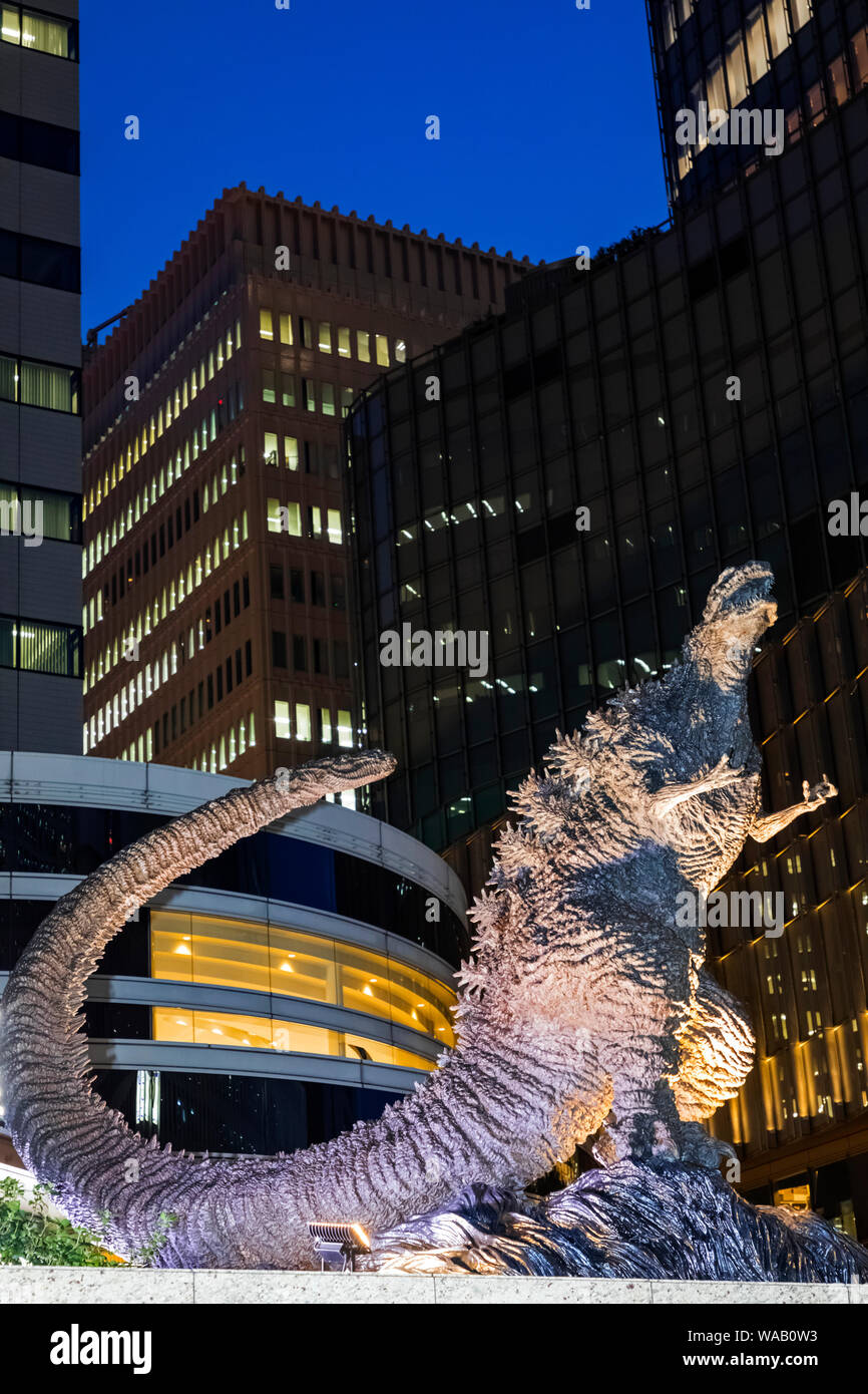 Japan, Honshu, Tokyo, Yurakucho, Hibiya, Godzilla Square, Giant Statue ...