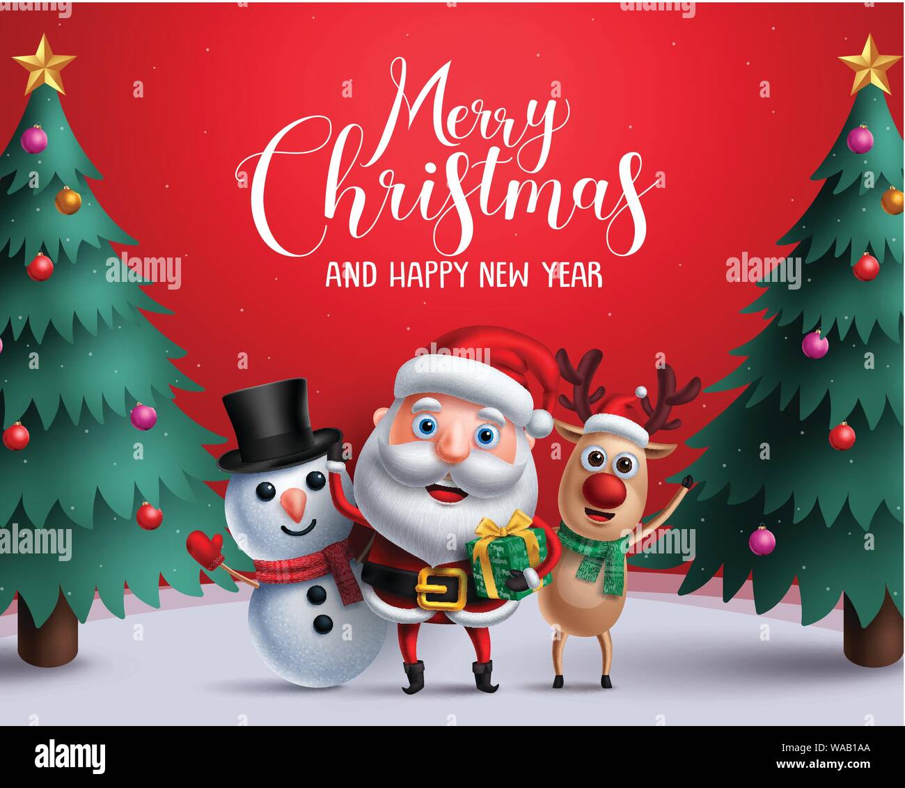 Merry Christmas Santa And Reindeer