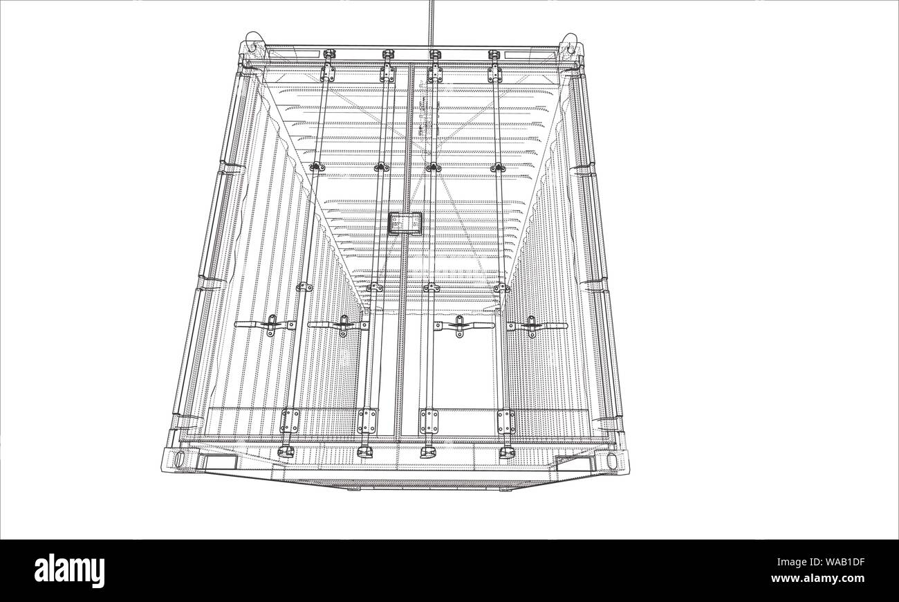 Cargo container. Wire-frame style Stock Vector Image & Art - Alamy