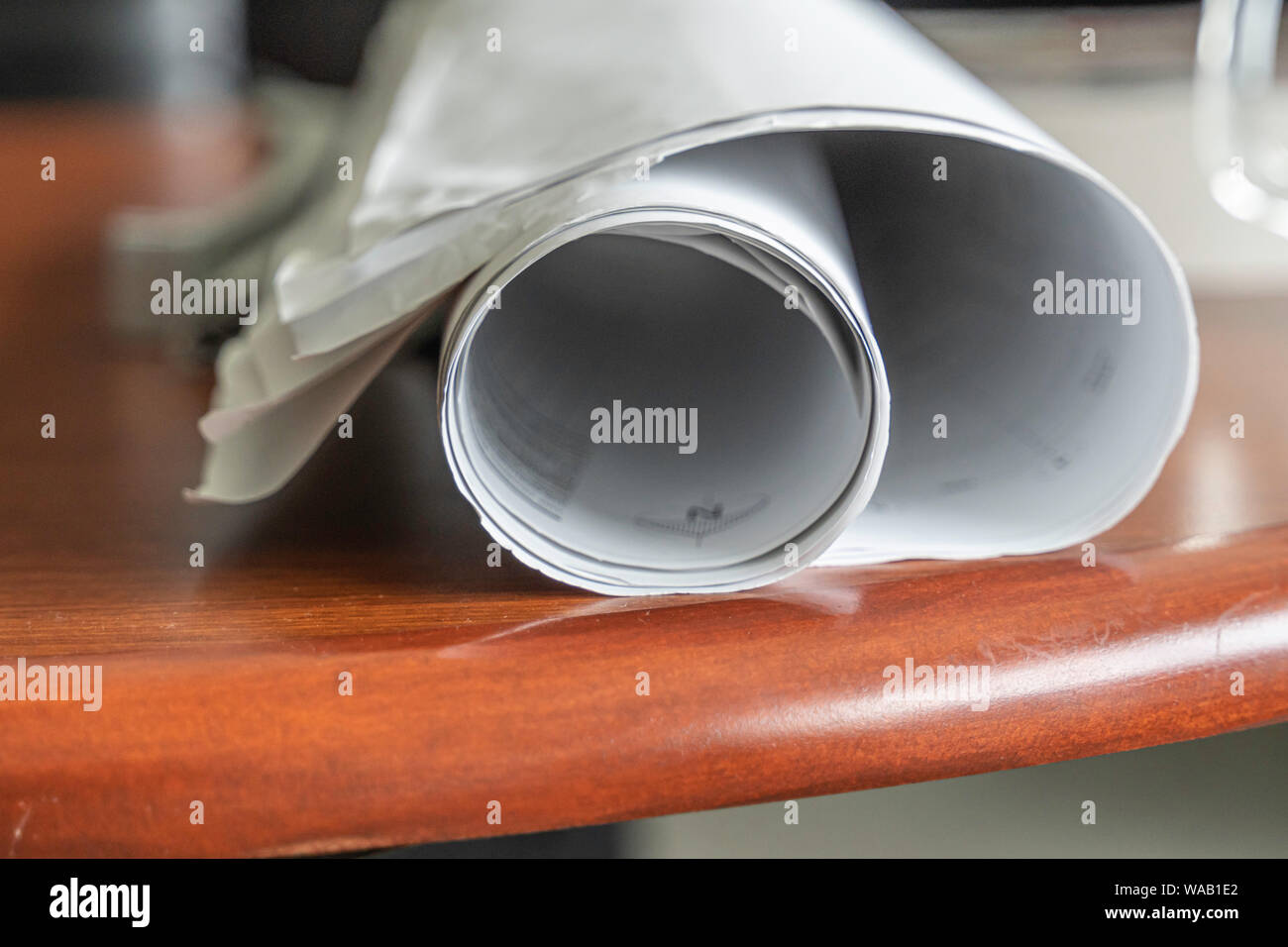 Rolled Blueprint plans for new residential developments Stock Photo - Alamy