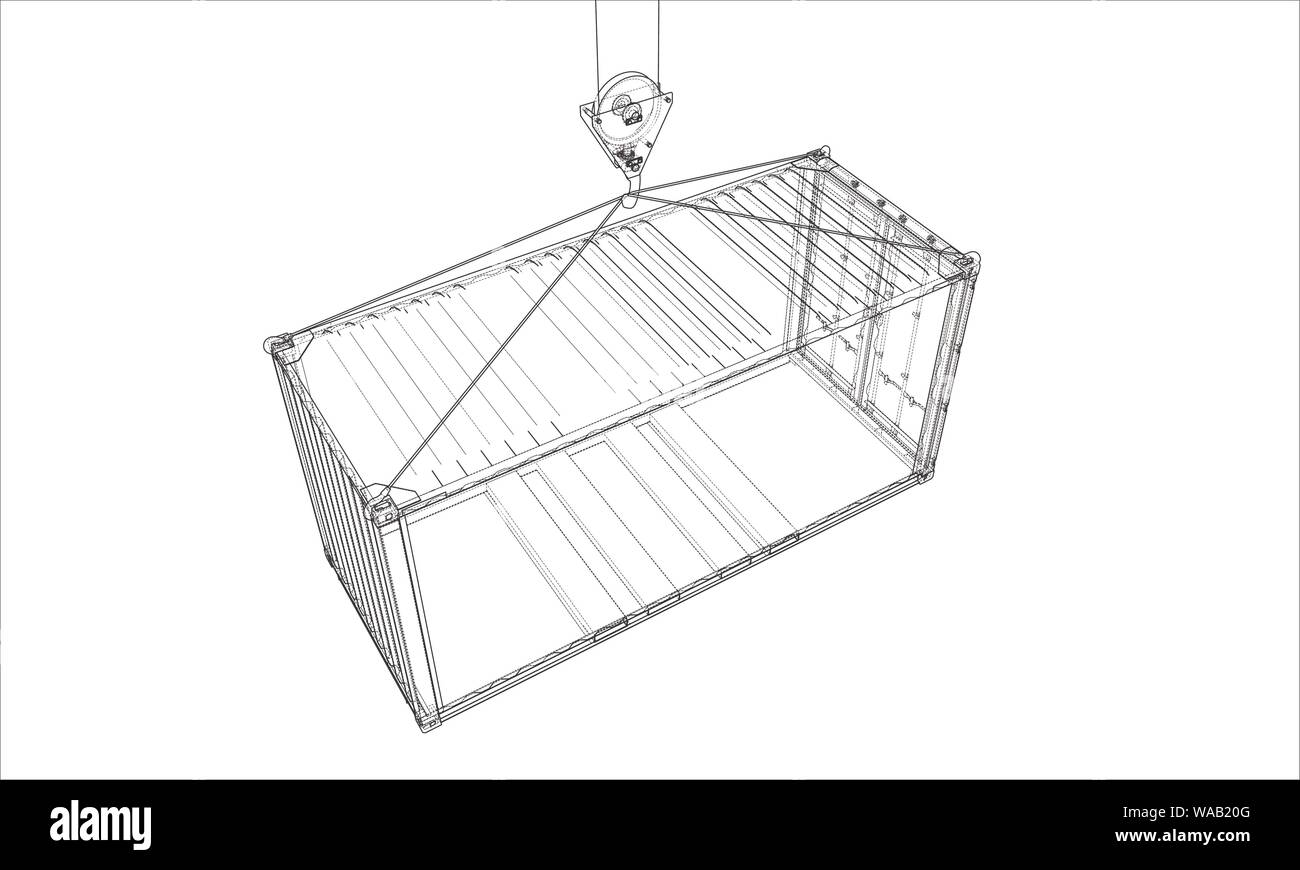 Cargo container. Wire-frame style Stock Vector Image & Art - Alamy