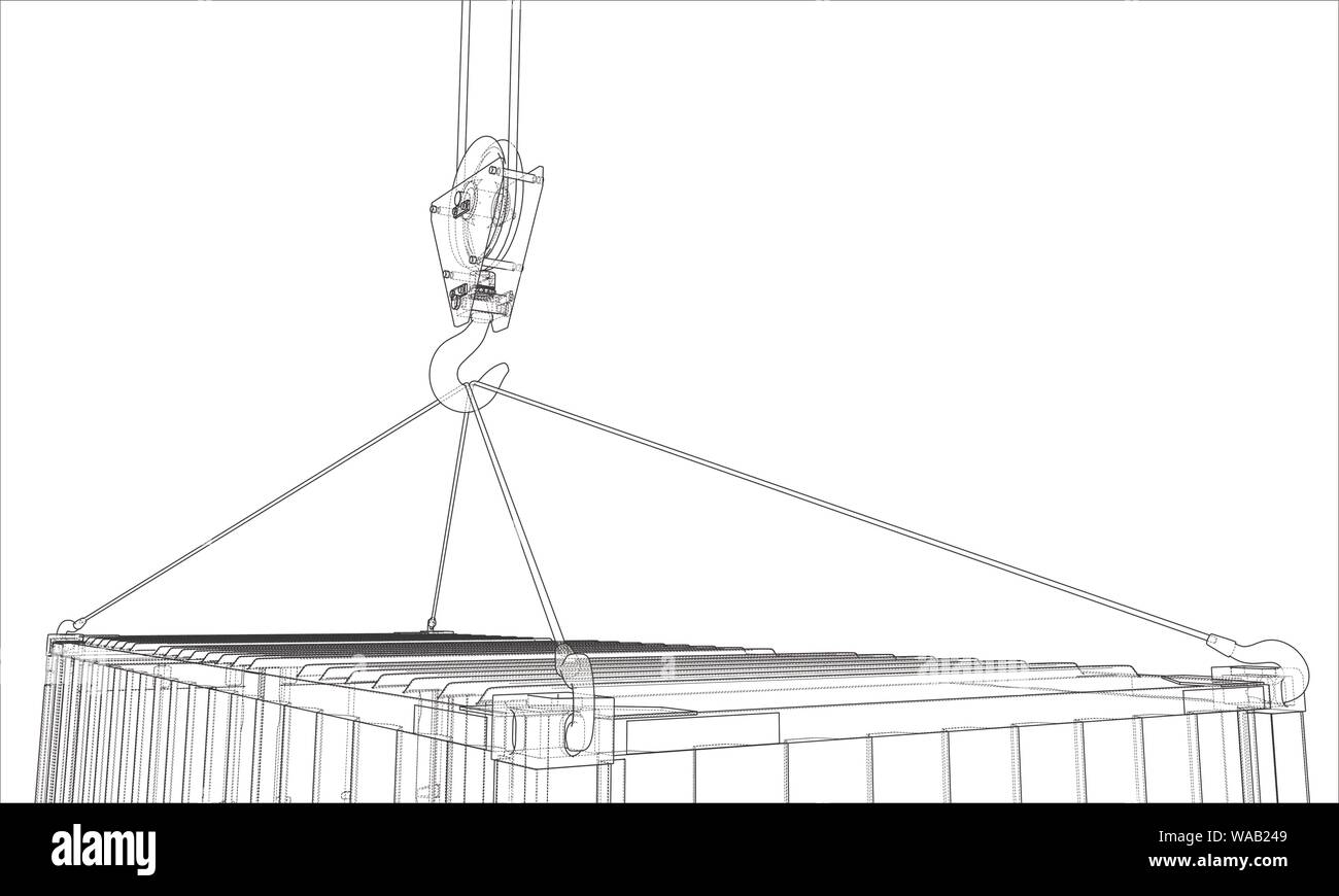 Cargo container. Wire-frame style Stock Vector Image & Art - Alamy